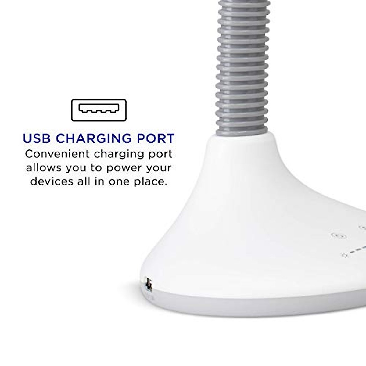 Verilux® SmartLight Full Spectrum LED Desk Lamp with Adjustable Brightness, Flexible Gooseneck and Integrated USB Charging Port - Reduces Eye Strain and Fatigue - Ideal for Readers, Artists, Crafters
