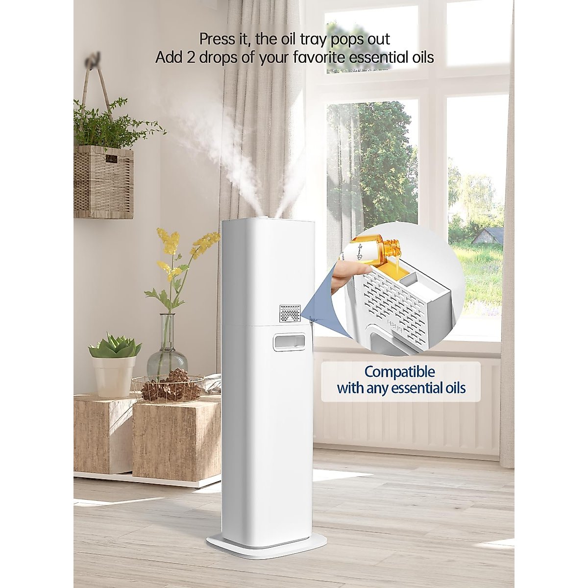Smart Humidifiers for Bedroom Large Room,(8L) 2.1Gal Cool Mist Top Fill Diffuser Ambient Light, WIFI App & Remote Control, 3 Mist Modes, 12H Timer, 35dB Quiet Humidifier for Home Office Plant