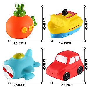 6 packs No Hole Boat Bath Toy Set, Light up Changing Color in Water, Floating Rubber Bathtub Toys for Baby Toddler Infant Boy Girl Kid Play, Led Growing Pal in Shower Bathroom Tub or swimming pool