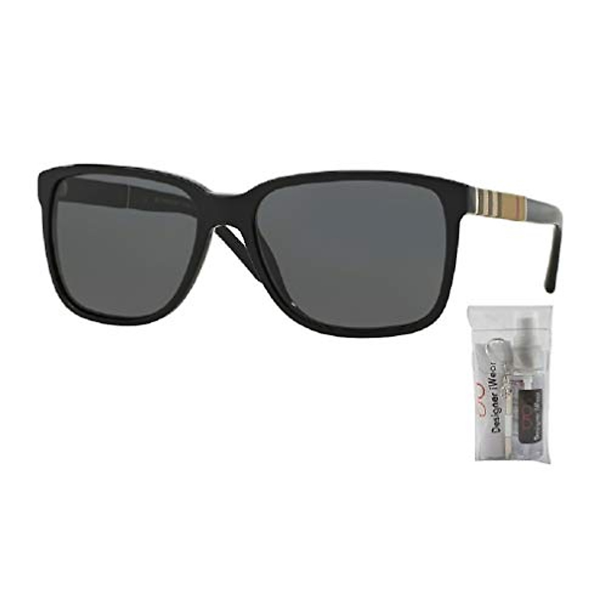 BURBERRY BE4181 300187 58M Black/Grey Square Sunglasses For Men + BUNDLE with Designer iWear Complimentary Eyewear Care Kit
