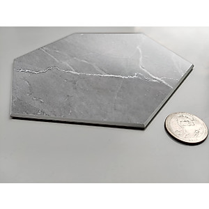 Avant Decor | Stone Composite Hexagon Stone Texture | Peel and Stick Kitchen Backsplash Tiles | Stick On Wall Tiles | Easy DIY Installation | 6” x 6.9” | Single Tile