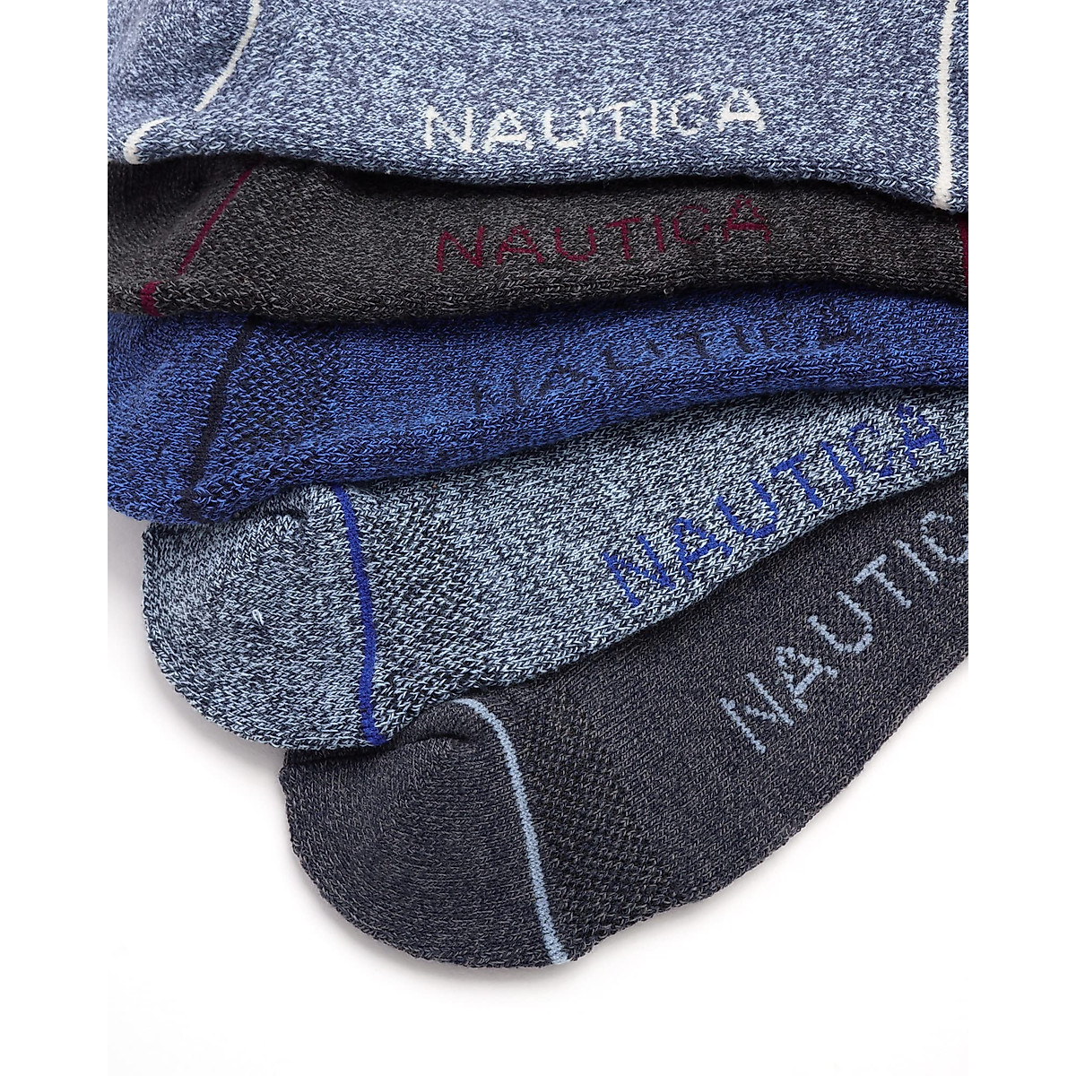 Nautica Men's Performance Quarter Socks with Cushioned Comfort (6 Pack), Size 6-12.5, Navy/Blue/Gray