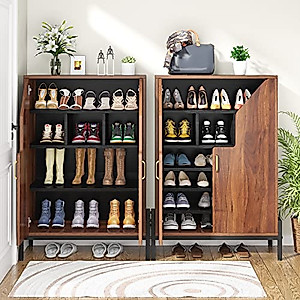 Tribesigns Large Shoe Cabinets, 23 Pairs Shoes Storage Cabinet for Mens with Doors and Adjustable Shelves for Entryway, Hallway