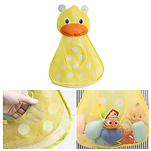 EFAILY Kids Bath Toys Organize Tub Toy Storage Mesh Shower Caddy Organizer Set with Anti-Slip Suction Cups Net Multiple-use Organization Bag for Bath Toys (Duck)