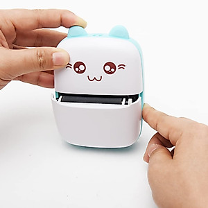 KASCLINO Mini Portable Bluetooth Thermal Printer, Wireless Pocket Label Printer Receipt Printer, for Printing Mobile Phone Pictures/Photos/Receipts/Notes/Lists/Label/Memo/QR Codes(Blue Printer)