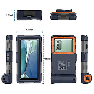 Professional Diving Upgrade Waterproof Protective Case, Outdoor Swimming Snorkeling Surfing Underwater Photo Video Housing for iPhone Galaxy Huawei OnePlus LG Motorola Google Series Smartphones