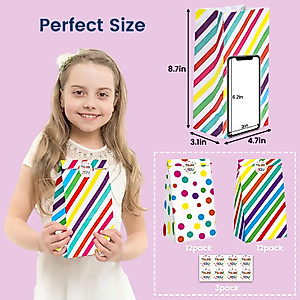 TOXOY 24PCS Party Favor Bags, Treat Bags with Stickers Colorful Stripe Dot Gift Bags for Kids Birthday Party Baby Showers 4.7" x 3.1" x 8.7"