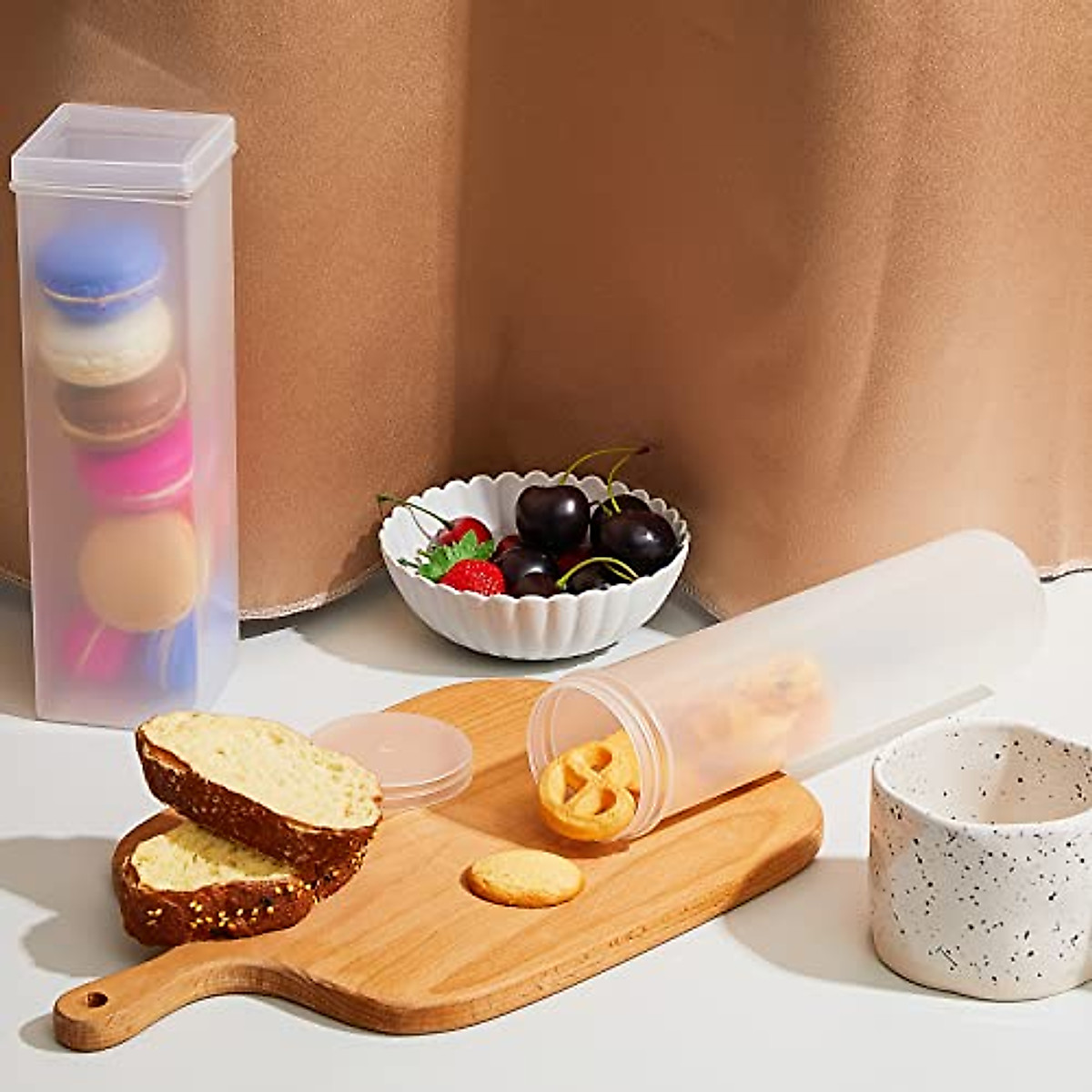 6 Pcs Plastic Cracker Keeper Small Cracker Container Cracker Storage Containers Plastic Airtight Kitchen Container Cookie Storage Round and Square Cracker Keeper for Dry Food Cookie Stay Fresh