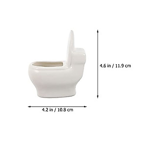 Plants Decor 2pcs Ceramic Toilet Plant Pot Succulent Planter Mini Flower Pots Bonsai Pot with Drainage Holes for Home Office Table Decoration Office Decor