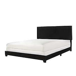 Crown Mark Erin Upholstered Panel Bed in Black, Full