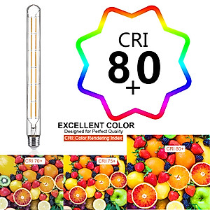 TIANSHQ LED Tube Bulbs,T10 Tubular Edison Style LED Filament Bulb, 12W Dimmable Antique LED Bulb,E26 Base,Clear Glass,Warm White,2700K,1000LM(75-100W Equivalent),11.8in,6Pack