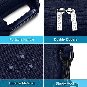 MOSISO Laptop Shoulder Messenger Bag Compatible with MacBook Pro 16 inch 2023-2019 M2 A2780 M1 A2485 A2141,15-15.6 inch Notebook with 2 Raised&1 Flapover&1 Horizontal Pocket&Handle&Belt, Navy Blue