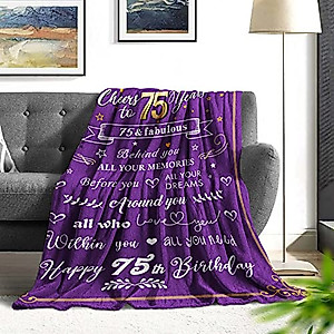 VXDRZGT 75th Birthday Gifts for Women Blanket - 75 Birthday Gifts for Mom or Grandma - 1948 Birthday Gifts for Women - Gifts for 75 Year Old Woman - Cozy & Soft Flannel Throw Blanket 60 x 50 inch