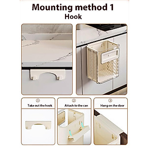 Foldable Hanging Trash Can,2024 New Hanging Kitchen Trash Can, Foldable Waste Bin for Kitchen, Collapsible Hang Small Plastic Garbage Can for Cabinet/Car/Bedroom/Bathroom(Gray)