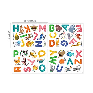 DECOWALL DS-8014 Colourful Animal Alphabet ABC Kids Wall Stickers Wall Decals Peel and Stick Removable Wall Stickers for Kids Nursery Bedroom Living Room (Small) décor