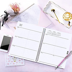 Planner 2023-2024 - July 2023 - June 2024, 2023-2024 Planner, Academic Planner 2023-2024, 8" x 10", 2023-2024 Weekly and Monthly Planner with Marked Tabs, Hardcover with Thick Paper + Contacts + Calendar + Holidays, Twin-Wire Binding - Pink Marble