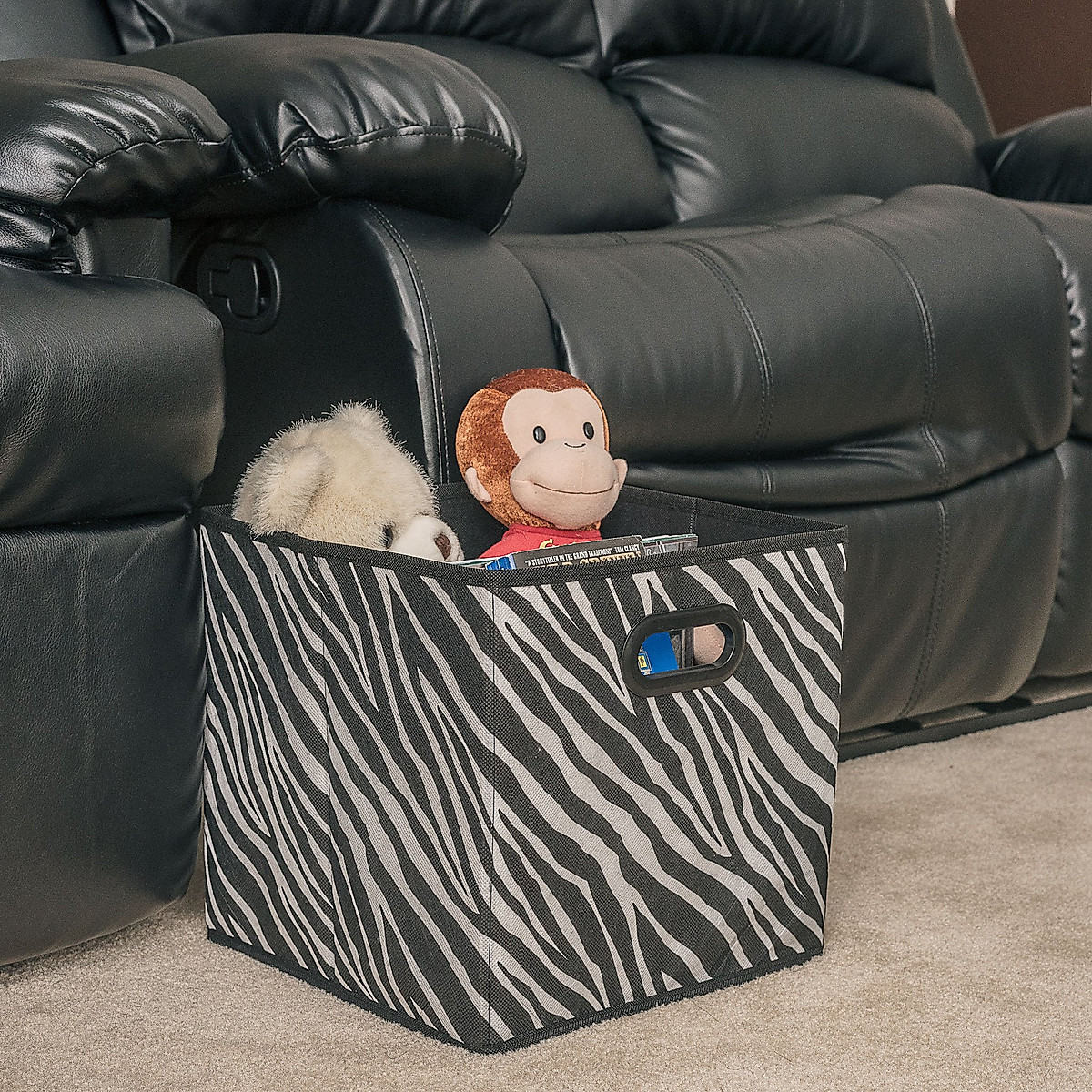 Prorighty [4-Pack, Zebra Pattern] Storage Bins, Containers, Boxes, Tote, Baskets|Black&White Collapsible Storage Cubes Nursery Office Organization | 11inch Cubes