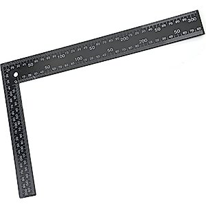Utoolmart Right Angle Ruler, 200mm × 300mm Carbon Steel L Shape Ruler, 90 Degree Square Tool, Framing Tools for Carpenters, Black