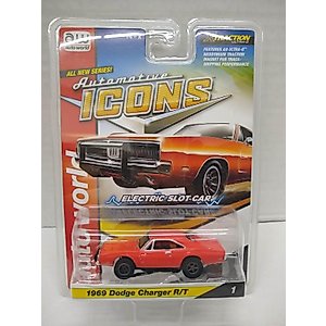 Auto World SC401-1 Automotive Icons 1969 Charger R/T HO Scale Electric Slot Car - Orange