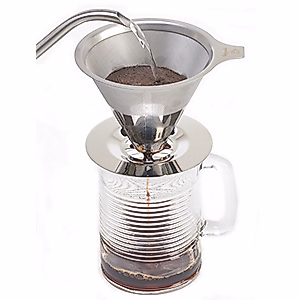Maranello Caffé Pour Over Coffee Dripper Stainless Steel Reusable Drip Cone Coffee Filter Portable Pour-Over Coffee Maker Paperless Metal Fine Mesh Strainer Coffee Pourover Brewer Camping Coffee Maker