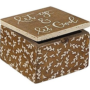 Primitives by Kathy Kitchen Hinged Wooden Box - Let Go and Let God, 4 x 4 x 2.75-inch