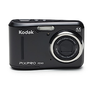 Kodak PIXPRO Friendly Zoom FZ43 16 MP Digital Camera with 4X Optical Zoom and 2.7in LCD Screen (Black) (Renewed)