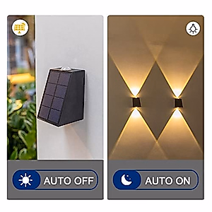 ASLIDECOR Solar Wall Lights UP and Down,Warm White Fence Lighting Waterproof Deck Step Light for Arbor Patio Yard