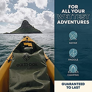 Earth Pak Waterproof Dry Bag - Roll Top Waterproof Backpack Sack Keeps Gear Dry for Kayaking, Beach, Rafting, Boating, Hiking, Camping and Fishing with Waterproof Phone Case