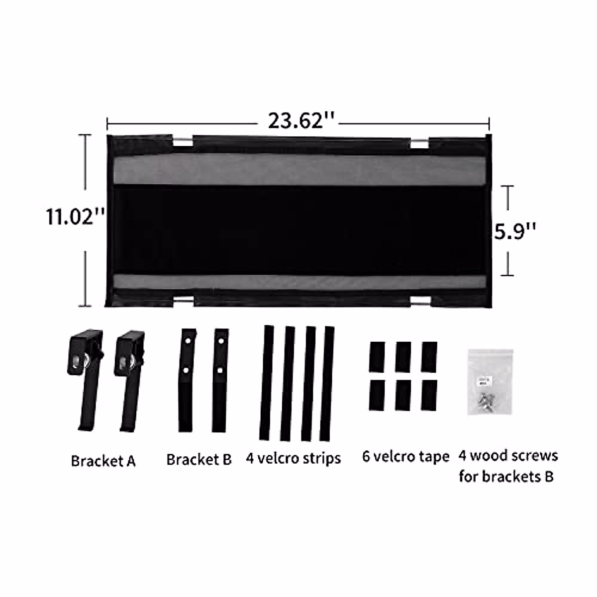 VWINDESK Under Desk 23.5 Inch Mesh Fabric Cable Management Tray, Power Cable Holder, Cord Organizer, Make Wire Tidy for Height Adjustable Desk, Black