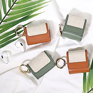 Design Skin Canvas Leather Pouch Case for Buds 2 Pro with Button Lock and Key Chain Buckle Compatible with Buds 2 Pro - Canvas Pouch (Brown)