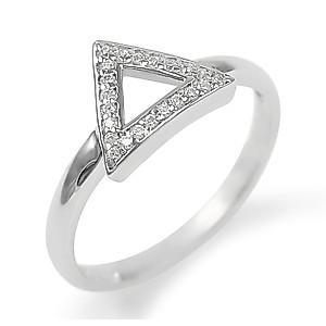 The Collegiate Standard Delta- Geometric inspired Triangle Sterling Silver Ring with CZs (5)