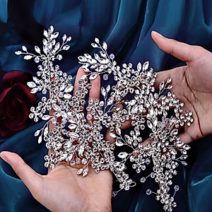 ULAPAN 2 Pack Bride Wedding Headband, Rhinestone Bridal Bridesmaid Hair Clips Accessories, Party Hair Accessories Headpieces for Women（Silver）