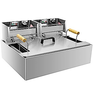 Swinod Commercial Deep Fryer with Basket for Restaurant or Home Use, Detachable Large Capacity Stainless Steel Countertop Electric Oil Fryer with Temperature Control