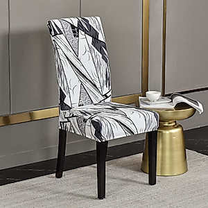 Spandex Marble Printed Stretch Chair Cover for Dining Room Office Banquet Chair Protector Elastic Material Armchair Cover W2 4 pcs