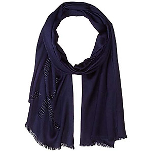 Calvin Klein Women's Studded Logo Pashmina, Steel Blue, One Size