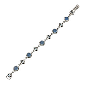 NOVICA Artisan Handmade Blue Topaz Chalcedony Link Bracelet with Sterling Silver India Serenity Airy Birthstone [7.75 in L x 0.4 in W] ' Serene Azure'
