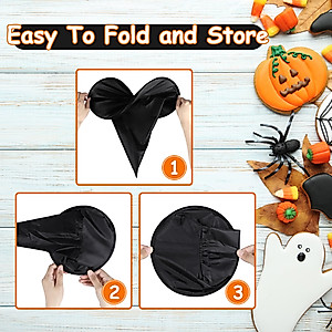 Elcoho 12 Halloween Black Witch Hats, Costume Accessories Caps, 32 3D Bat Wall Stickers for Yard Party
