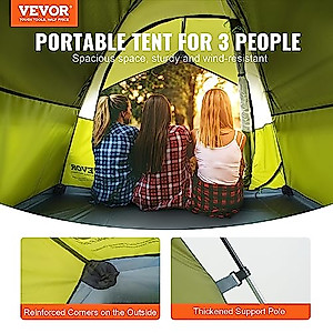 Vevor Camping Tent, 7 x 7 x 4 ft, Waterproof, Lightweight, Backpacking, with Door, for Outdoor Family Camping, Hiking, Hunting, Mountaineering Travel