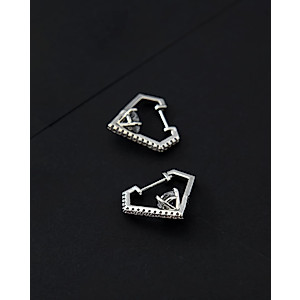 Diamond Shaped Huggie Hoop Earrings 14K Gold Plated Cubic Zirconia Cuff Earrings for Women Men Jewelry Gift