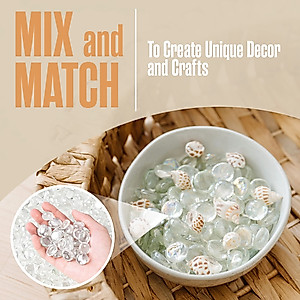 Houseables Glass Stone, Clear Marbles, Pebbles for Vases, 5 LB, 400-500 Stones, Flat Bottom, Round Top, Rocks, Bowl Filler Gems, Iridescent Decor, Decorative Centerpieces, Florist Supplies, Aquarium