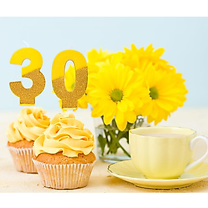 Yellow Number 3 Birthday Candles, Yellow Birthday Number Candles 3 Gold Cake Number Candles 3 Party Celebration