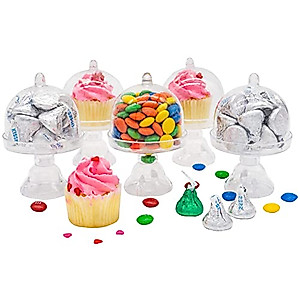 48 Pieces 4“ H x 2.75“ W Cake Plate Stand with Dome Cover, Clear,