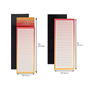 MERDREU 6 Magnetic Notepads with 3 Quote Fridge Magnets & 1 Magnetic Pen Holder | Full Magnetic Back Cute Memo Pads To Do List, Shopping List &