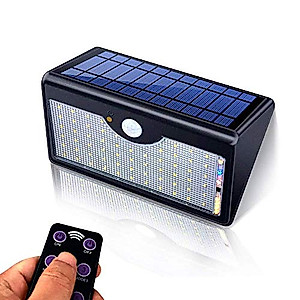 HVIKOV Motion Sensor Light Outdoor, 60 Led Solar, 5 Modes Remote Control,1300LM Waterproof Wide Angle, Wireless Super Bright Security Wall Lights for Driveway, Wall, Patio, Yard, Garden（Black）