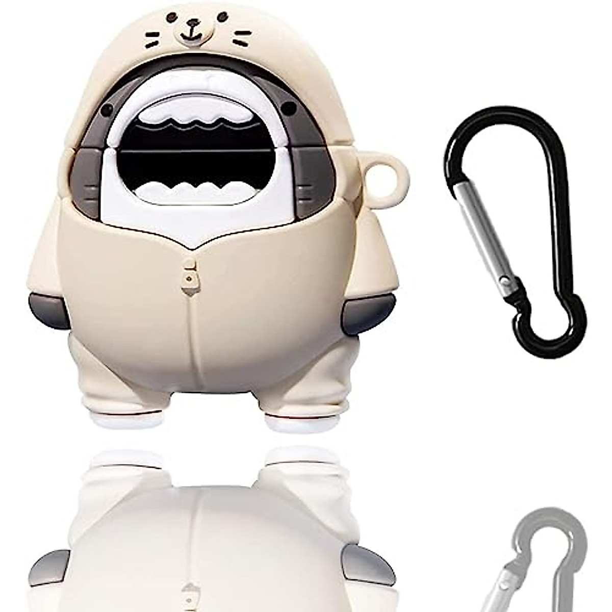 Cute Case Cover for Airpod 1st 2nd Generation, 3D Cartoon Anime Air Pod Case with Keychain, Kids Teens Boys Girls Men Women for Airpods 1/2 (Shark)