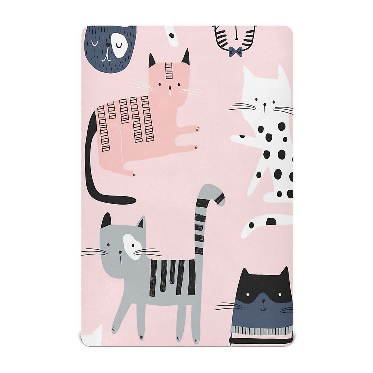 Blueangle Fitted Crib Sheet Cute Colorful Kittens Baby Sheets for Standard Crib Toddler Mattress Cover, Soft Microfiber Breathable Mattress Cover for Boys and Girls（159）