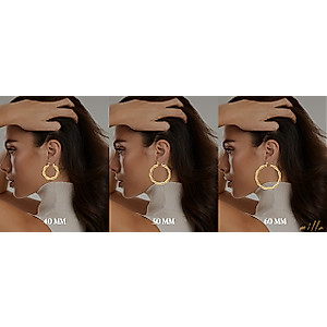 Milla Gold Twist Earrings - Thick Silver Hoop Earrings for Women - Big Chunky 14K Gold Statement Earrings (40 mm - 1.6 in)