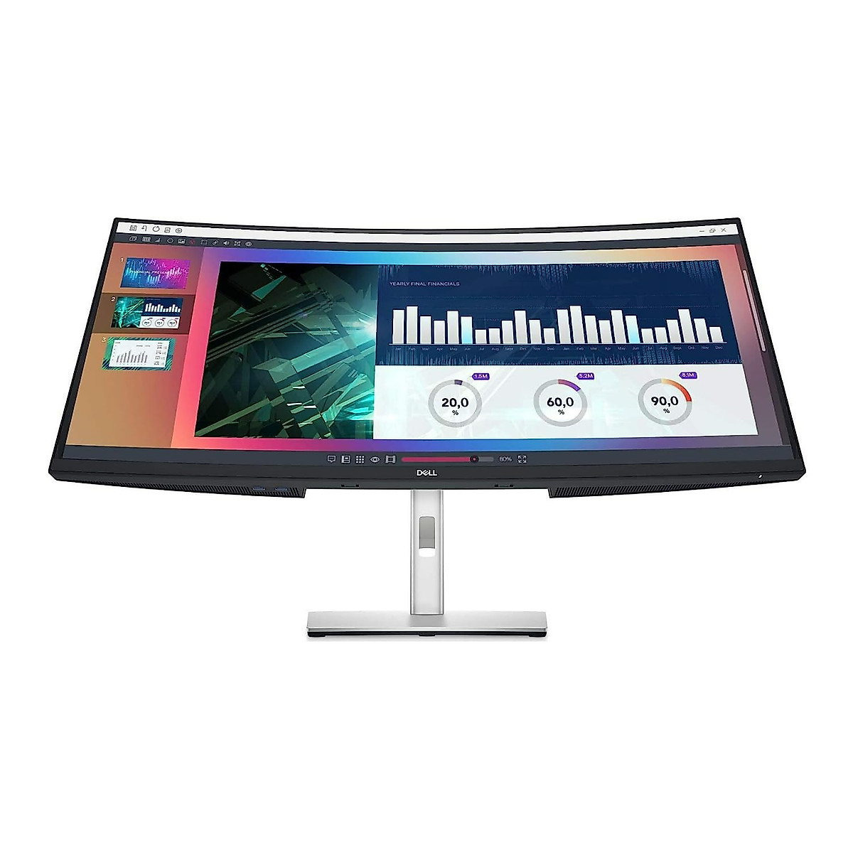 Dell P3421W 34-Inch Ultrawide WQHD 3440 x 1440 Resolution 21:9 Aspect Ratio Height-Adjustable Curved USB-C Monitor (Renewed)