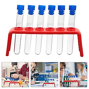 Plastic Test Tube Set with Rubber Stoppers and Plastic Rack, Includes 12pcs Test Tube and 2pcs Storage Stand, Science Learning Tools, Test Tube Vial Shot Plastic Holder Rack