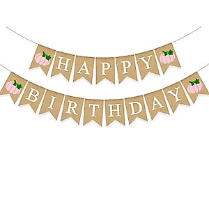 Pumpkin Birthday Burlap Banner Our Little Pumpkin Party Decoration Thanksgiving Fall Theme Birthday Supplies Pink